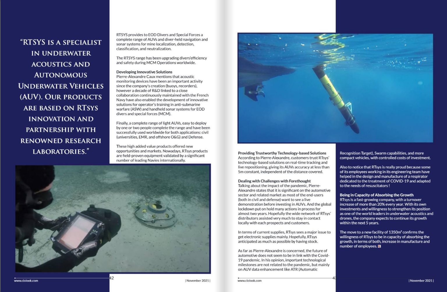 Autonomous underwater vehicles - RTSYS Underwater Technologies